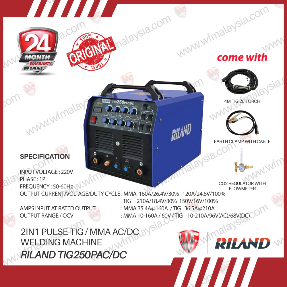 Riland TIG 250PAC/DC MOSFET Inverter Pulse TIG / MMA 2 in 1 AC/DC ...