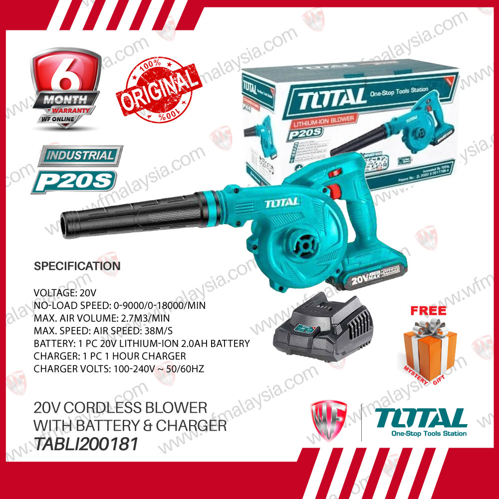 Total TABLI200181 20V Li-Ion 0-9000/0-18000/min 2.7m3/min Cordless ...
